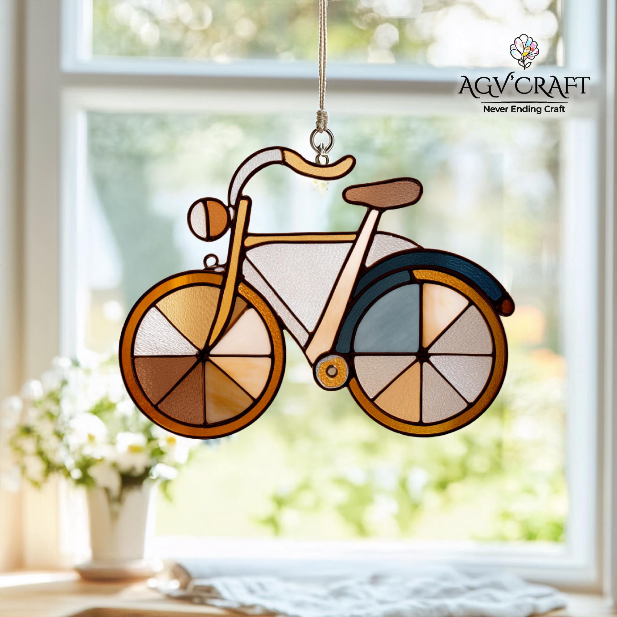 Vintage Bicycle Stained Glass Pattern, Old Bike Suncatcher, Bicycle ...