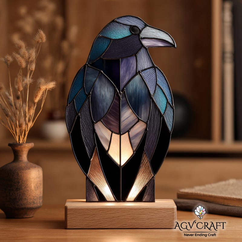 Stained Glass Raven Art - Etsy UK