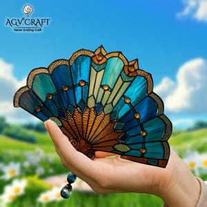 Cleopatra's Fan Stained Glass Pattern, Fan Suncatcher, Vintage Fan ...