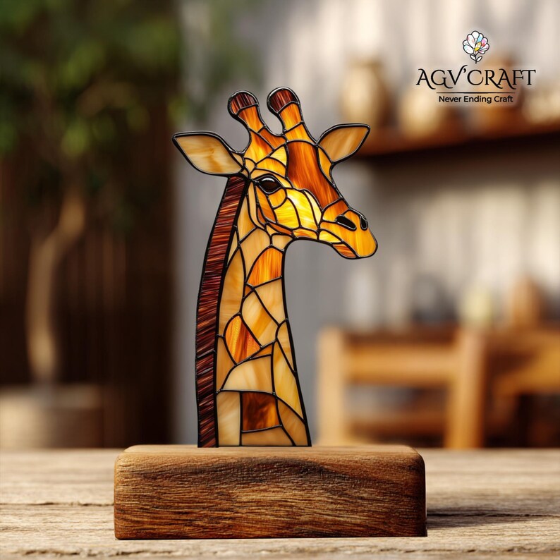 Giraffe Portrait Stained Glass Pattern, Giraffe Head Suncatcher ...