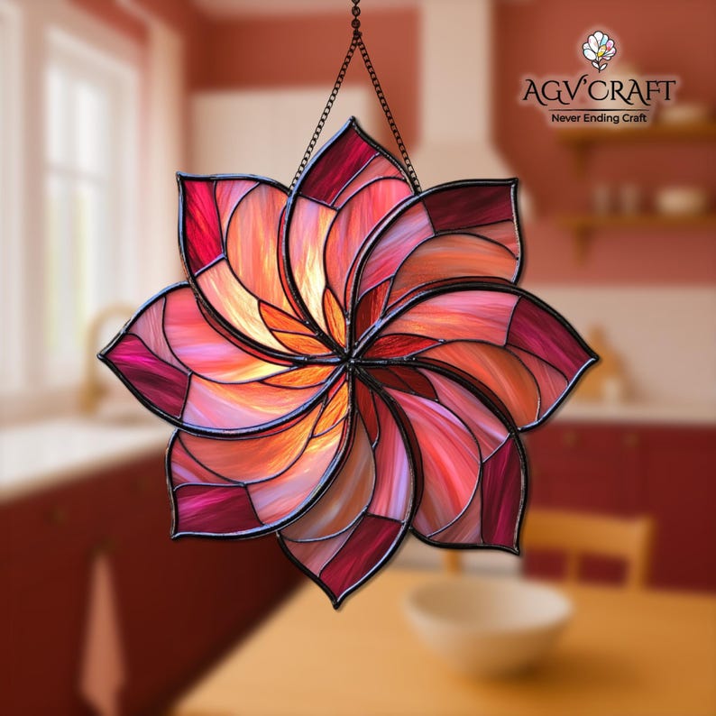 Wavy Flower Stained Glass Pattern, Wavy Flower Suncatcher, Flower ...