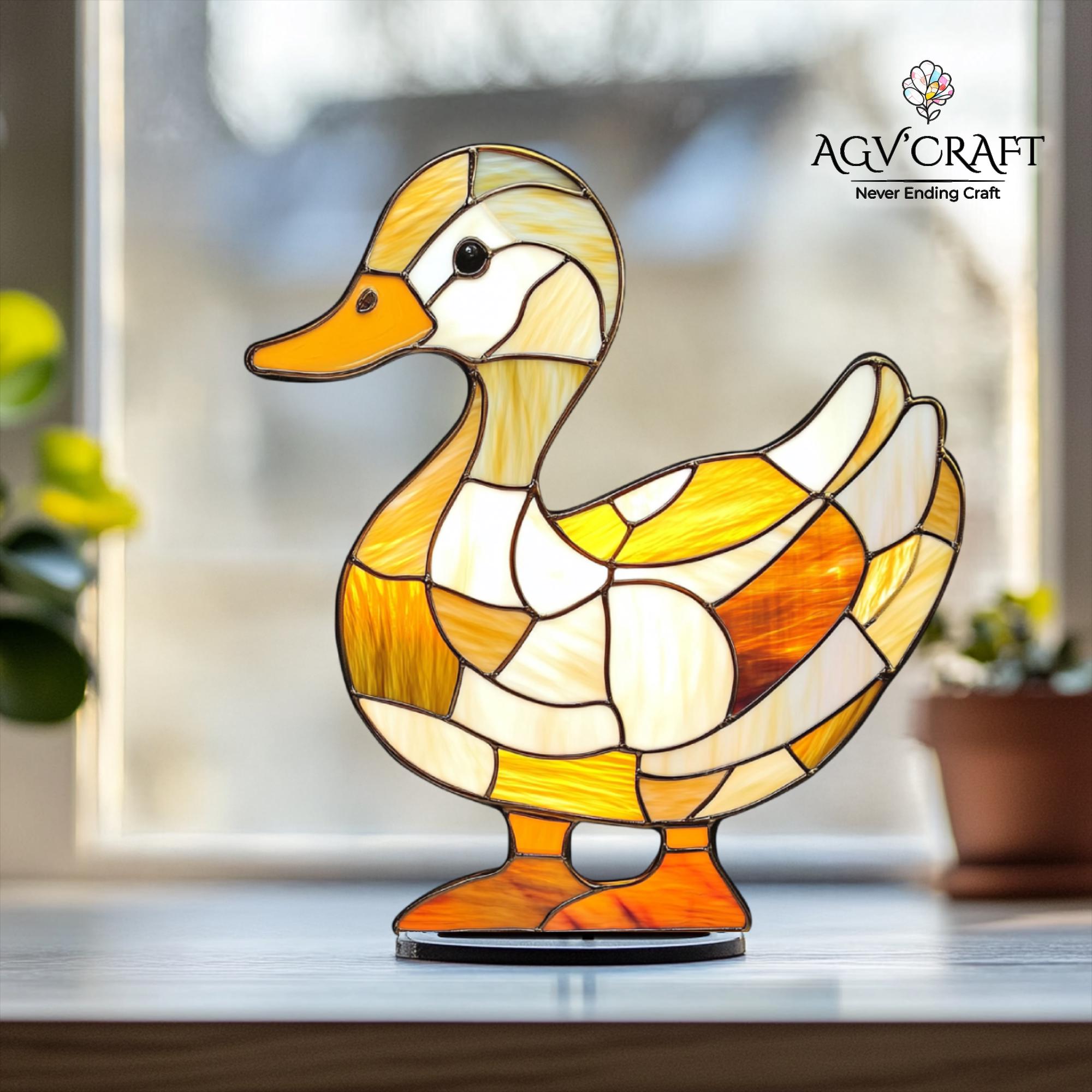 Mallard Duck Stained Glass Pattern, Duck Suncatcher Template, DIY Home ...