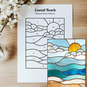 Coastal Beach Stained Glass Pattern, Coastal Beach Suncatcher, Beach ...