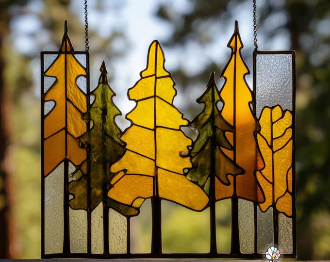 Forest Stream Stained Glass Pattern PDF Digital File- Circle and ...