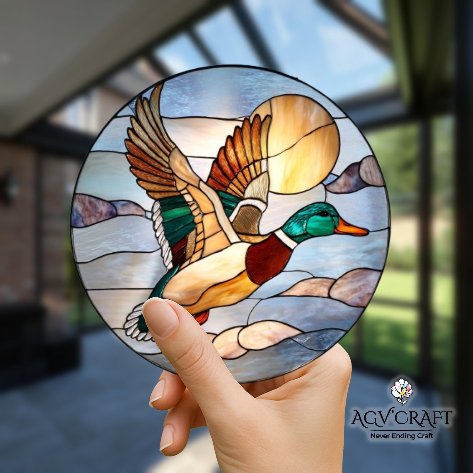 Flying Mallard Duck Stained Glass Pattern, Suncatcher PDF - Etsy
