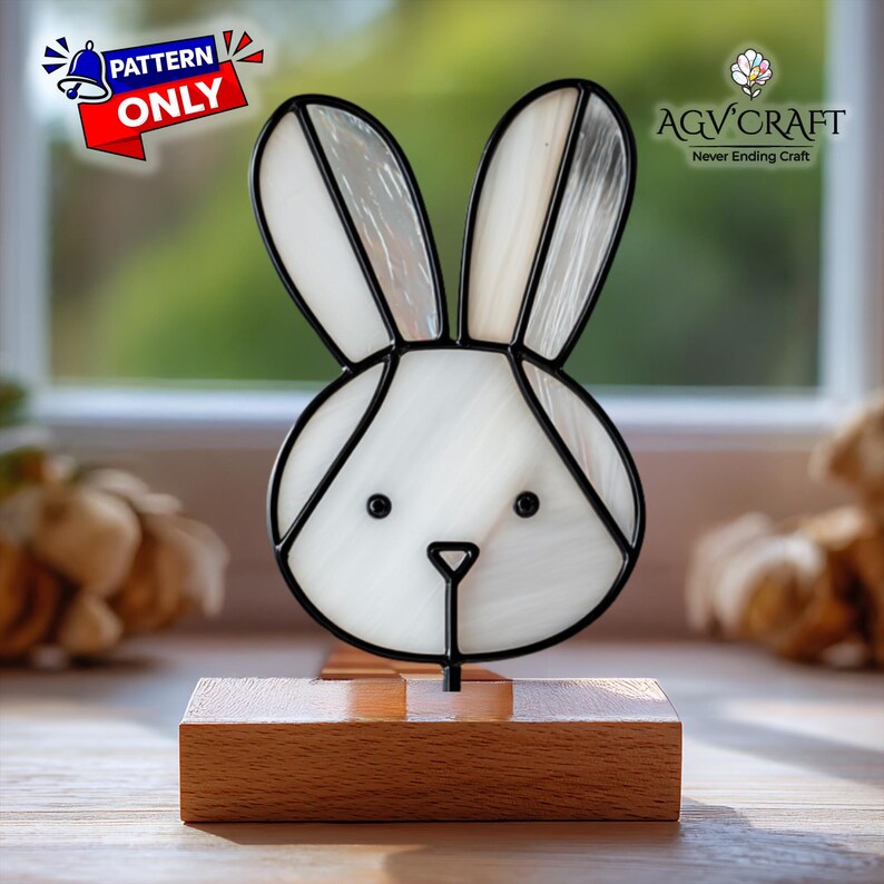 Bunny Stained Glass Plant Stake Pattern, Bunny Suncatcher, Rabbit ...