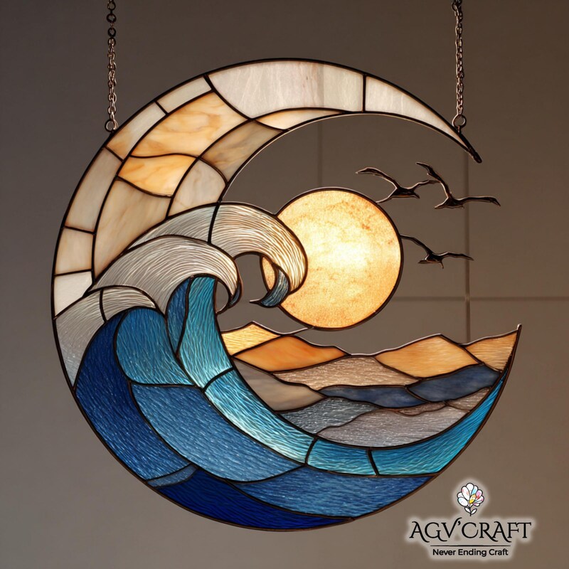 Stained Glass Moon Crescent - Etsy UK