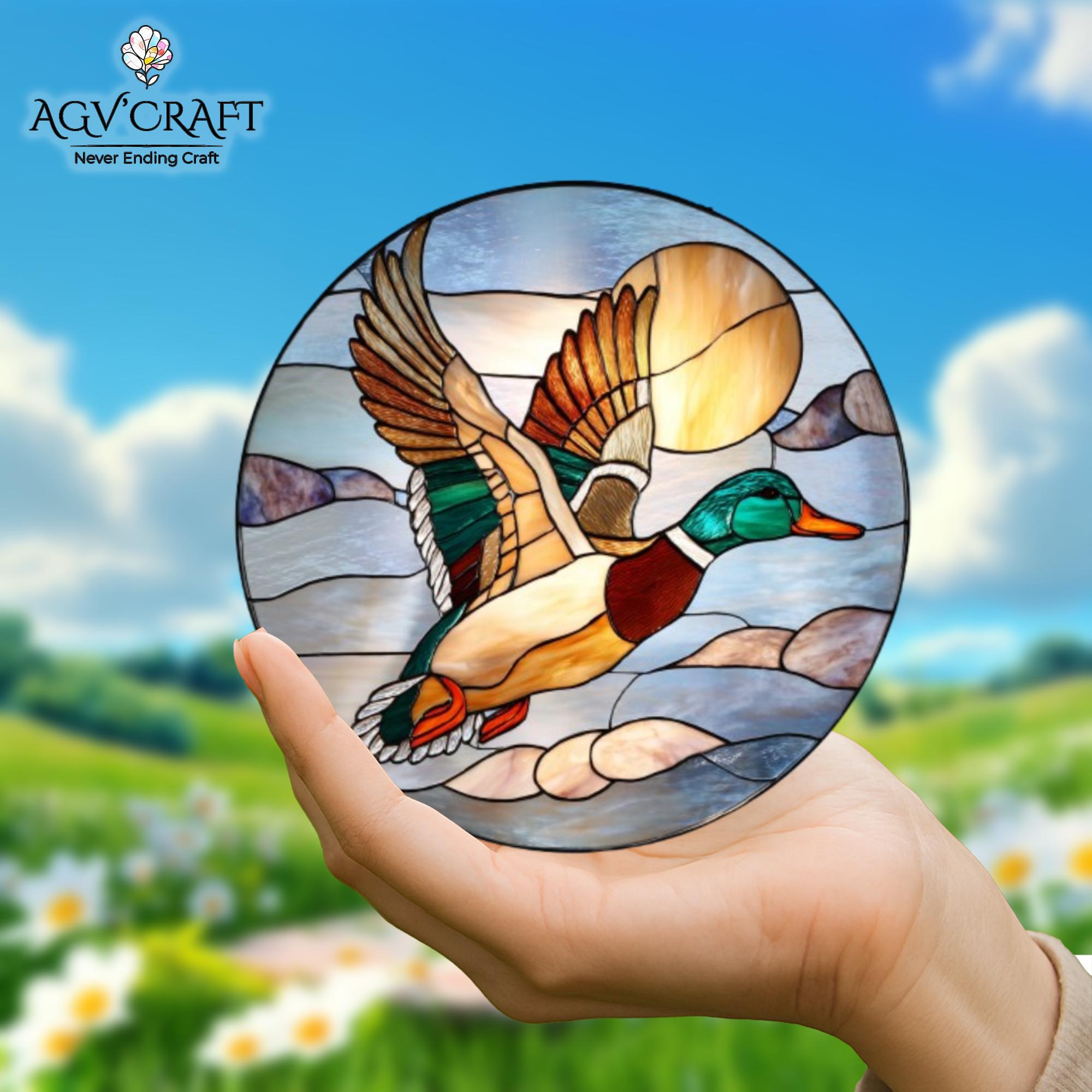 Flying Mallard Duck Stained Glass Pattern, Suncatcher PDF - Etsy