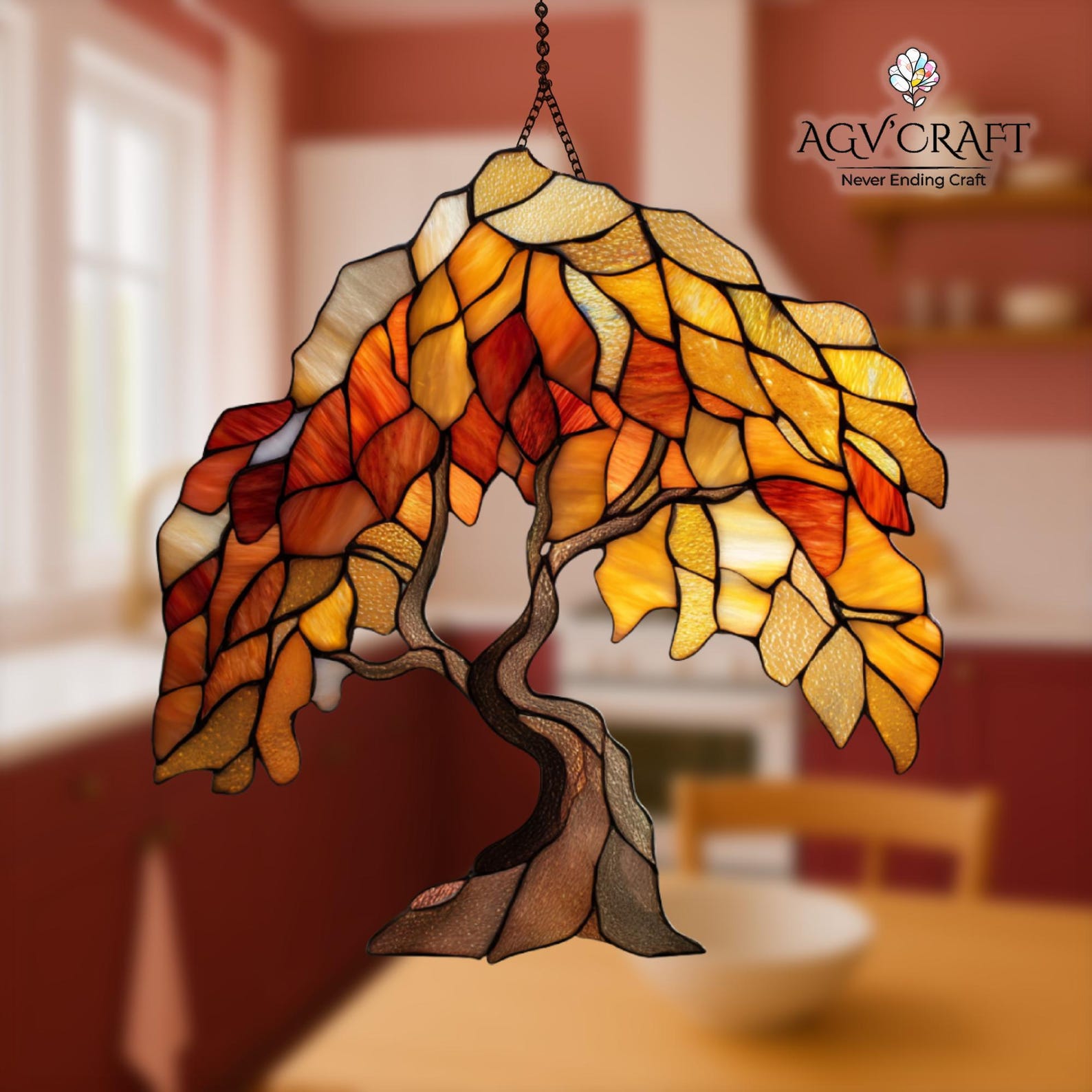 Autumn Tree of Life Stained Glass Pattern, Autumn Suncatcher, Tree ...