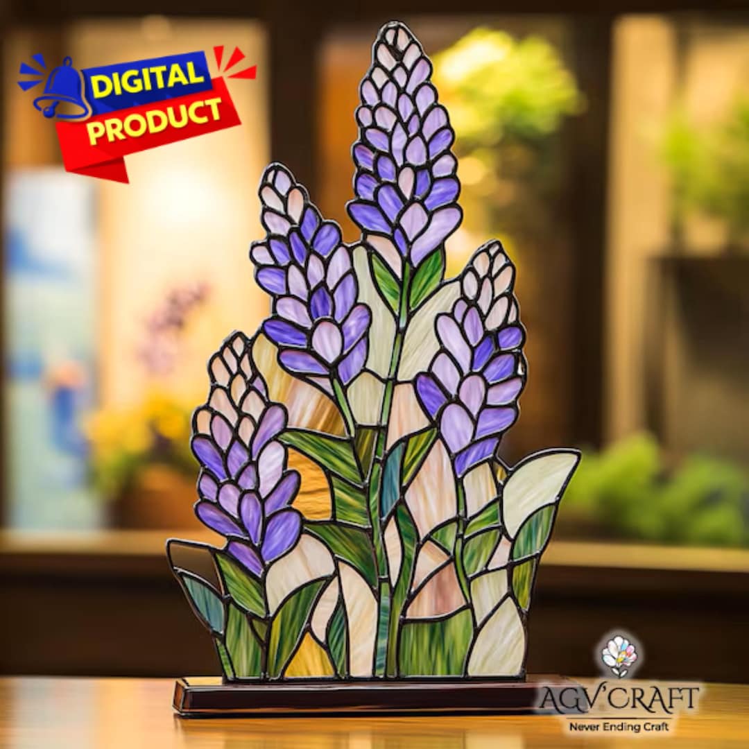 Lupine Flower Suncatcher Stained Glass Pattern (PDF), Flower Suncatcher ...