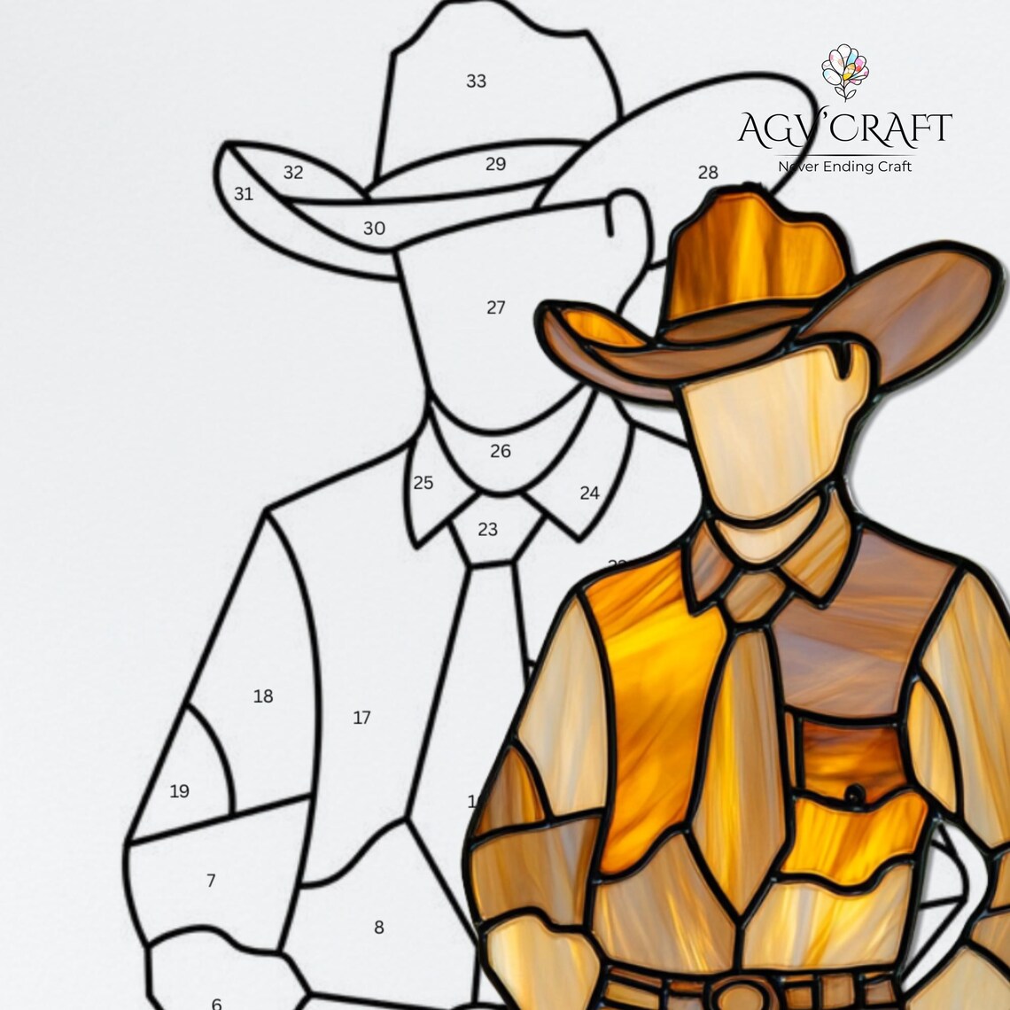 Cowboy Stained Glass Pattern Western Life Stained Glass Pattern 5290