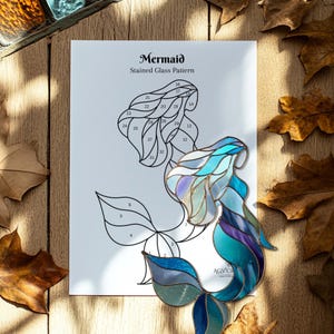 Mermaid Stained Glass Pattern, Mermaid Suncatcher, Under the Sea ...