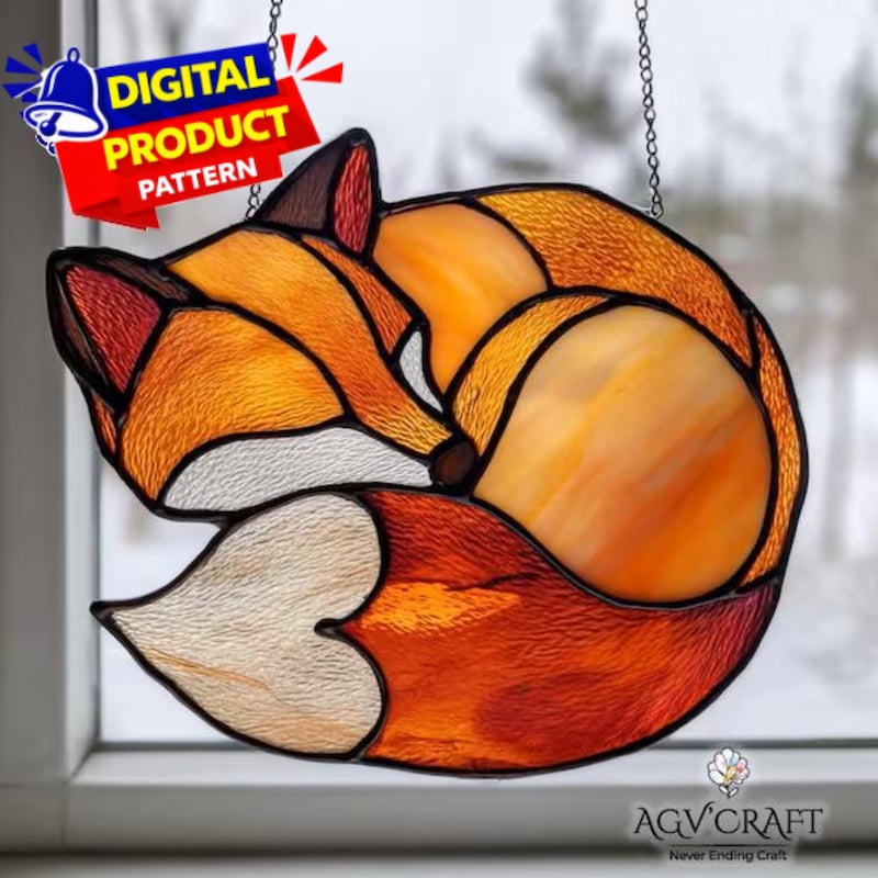 Stained Glass Fox - Etsy
