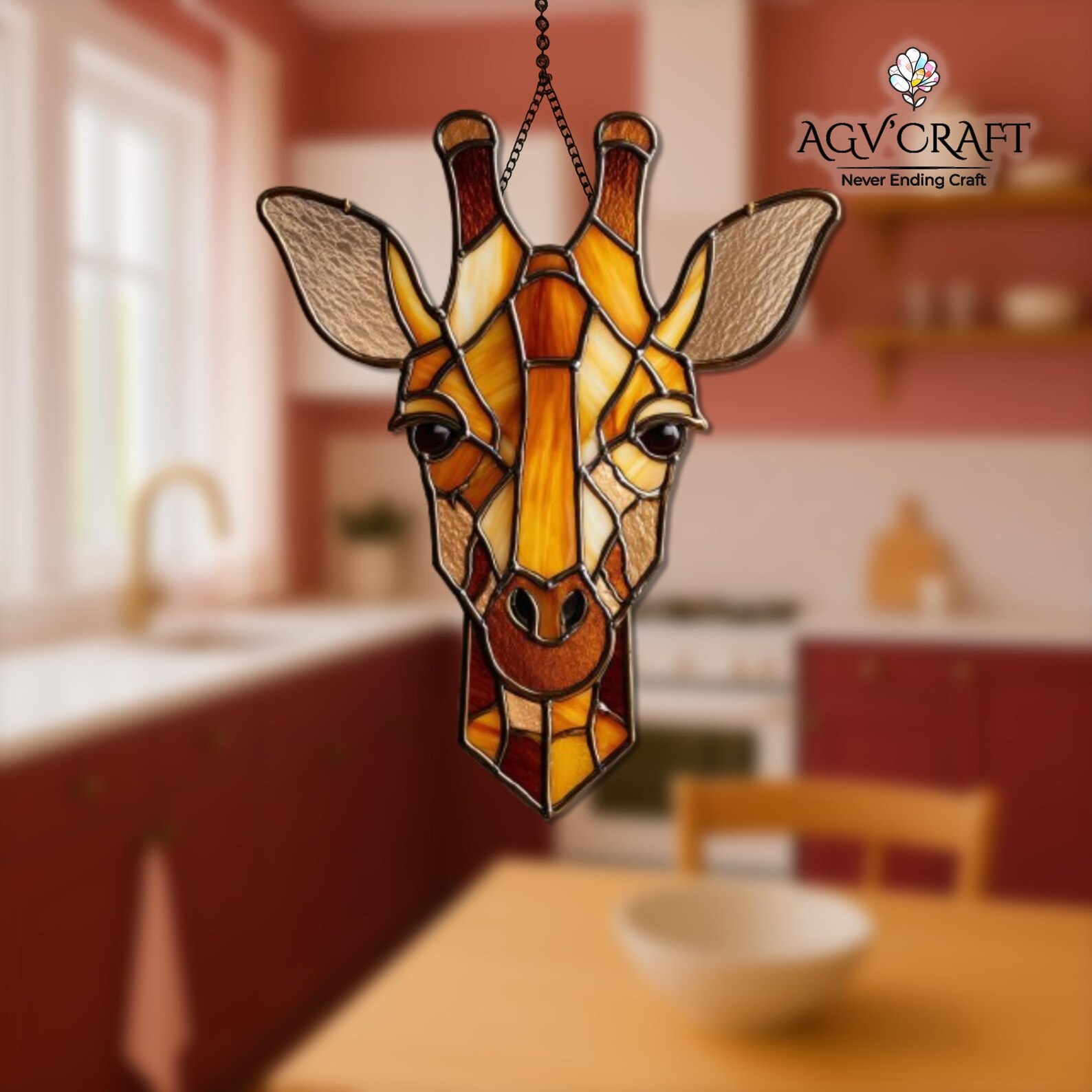 Giraffe Stained Glass Pattern, Giraffe Suncatcher Template, Home Decor ...
