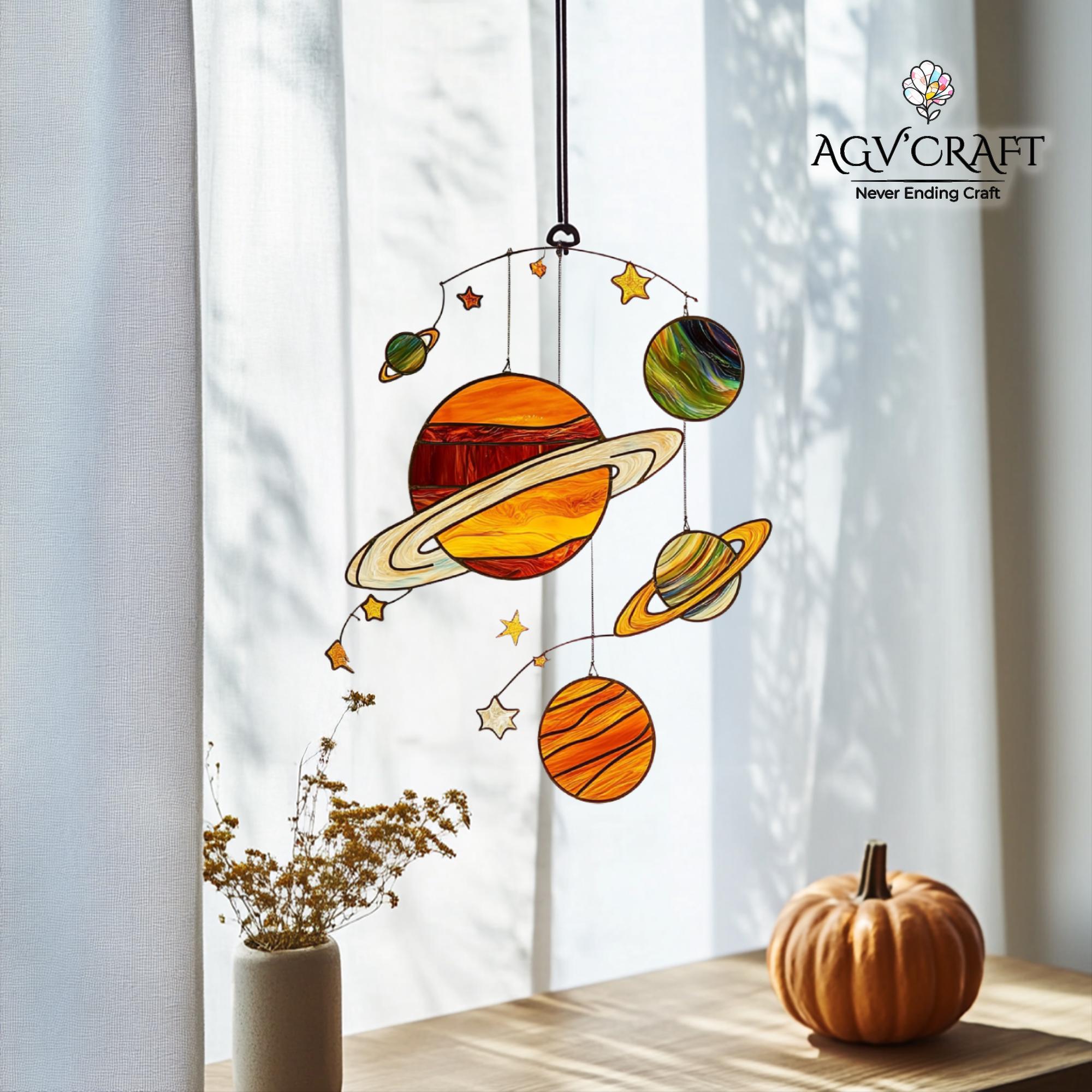 Solar System Stained Glass Pattern, Space Art Suncatcher, Space Stained ...
