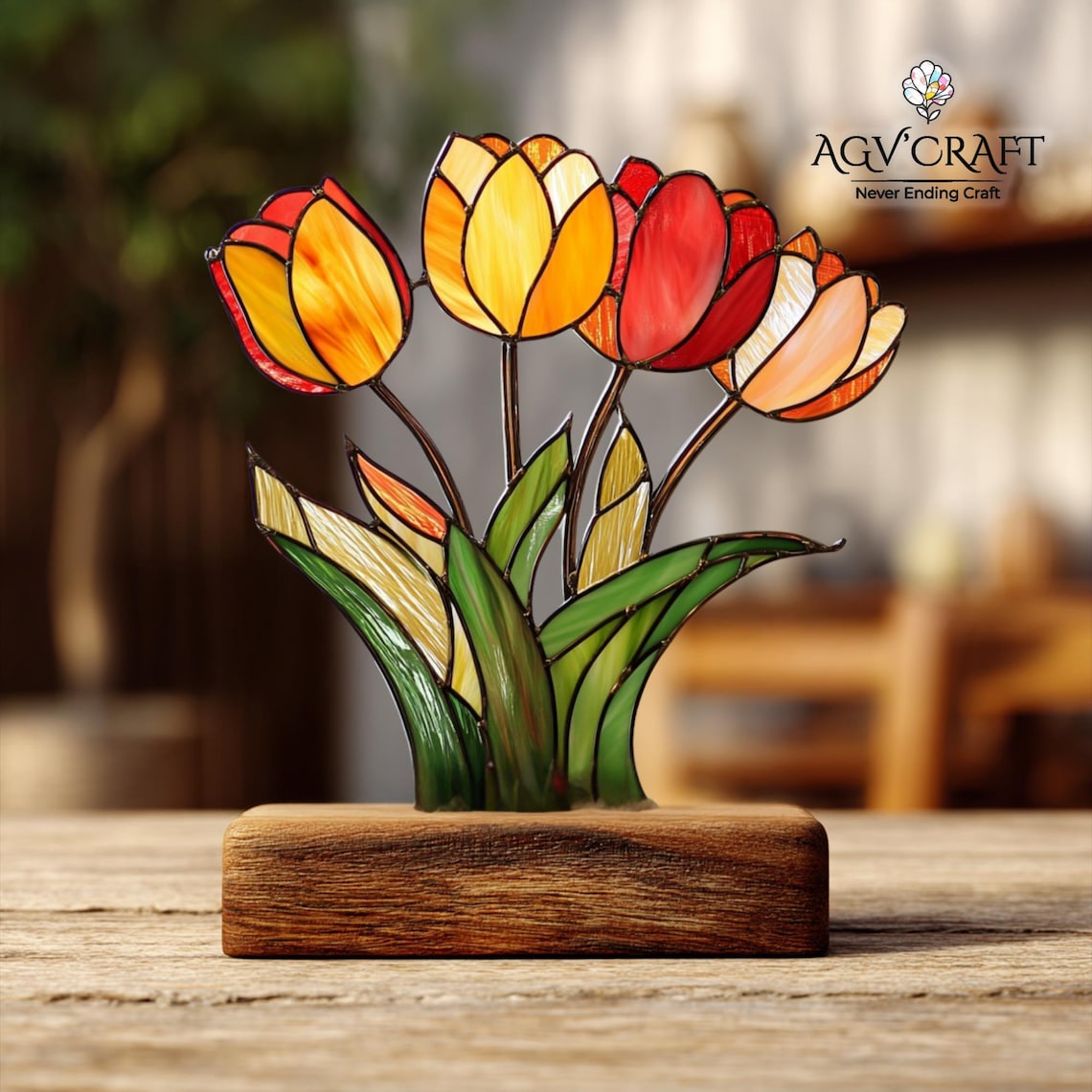 Tulip Plant Stained Glass Pattern, Tulip Stained Glass Pattern ...