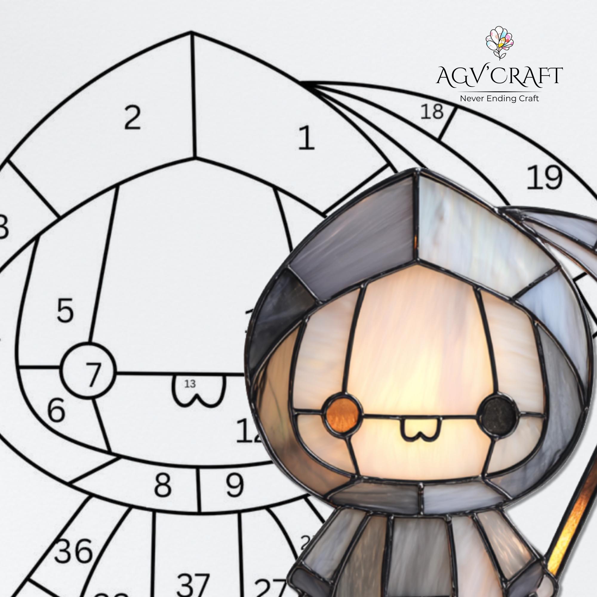 Grim Reaper Stained Glass Pattern, Grim Reaper Suncatcher, Cute Grim ...