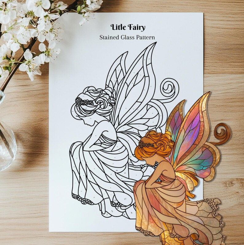 Little Fairy Stained Glass Pattern, Whimsical Fairy Suncatcher, Fairy ...
