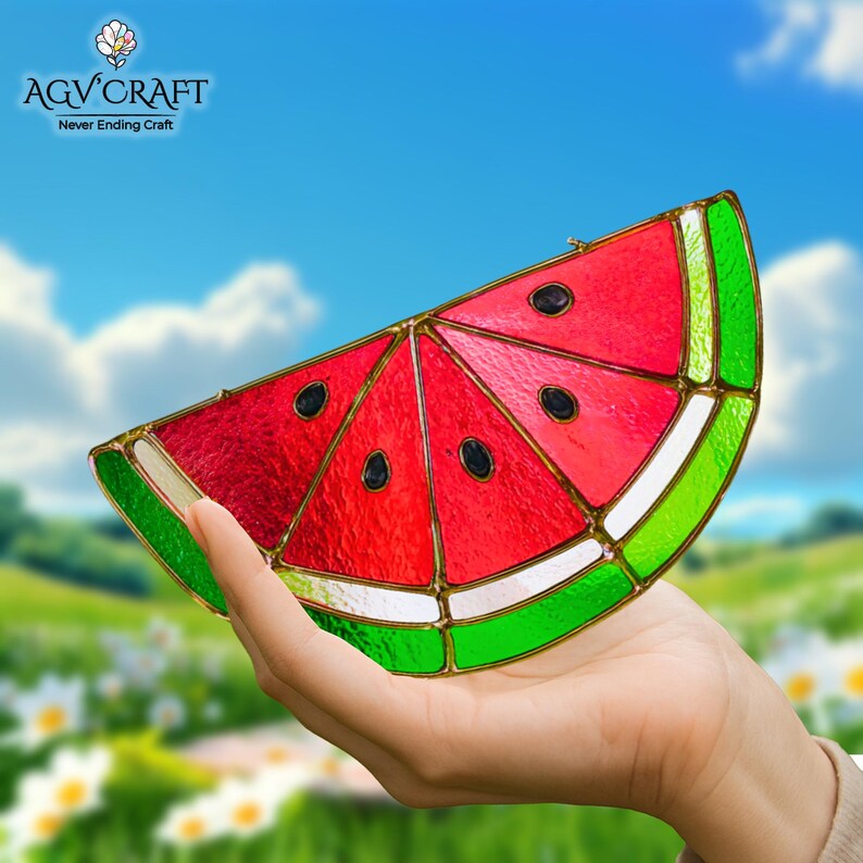 Watermelon Stained Glass Pattern, Watermelon Suncatcher, Summer Stained ...