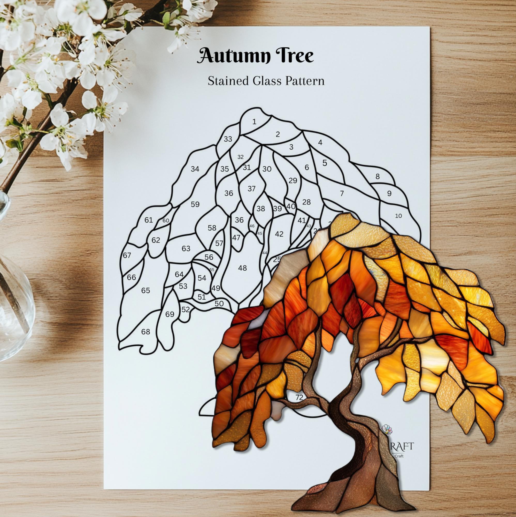 Autumn Tree of Life Stained Glass Pattern, Autumn Suncatcher, Tree ...