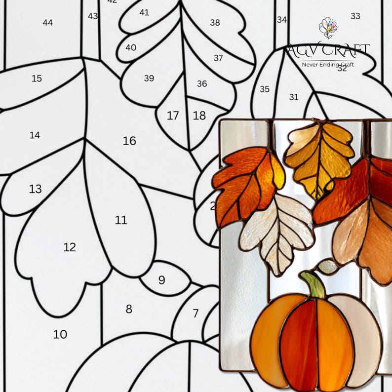 Autumn Pumpkin Stained Glass Pattern, Pumpkin Suncatcher, Autumn ...