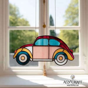 Vintage Car Stained Glass Pattern, Car Suncatcher, Car Stained Glass ...