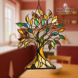 Tree of Life Stained Glass Pattern, Tree of Life Suncatcher, Tree ...