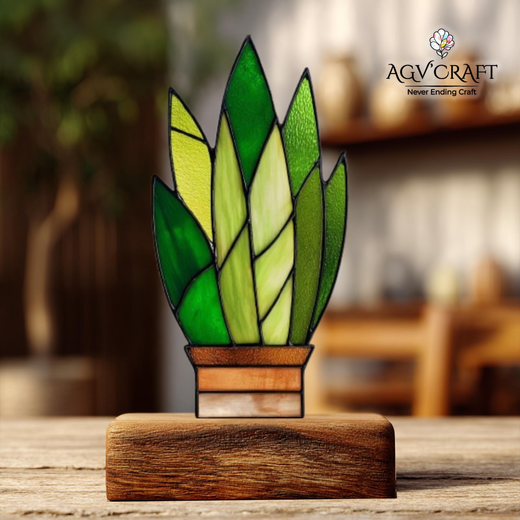 Snake Plant Stained Glass Pattern, Snake Plant Suncatcher, Agave Plant ...