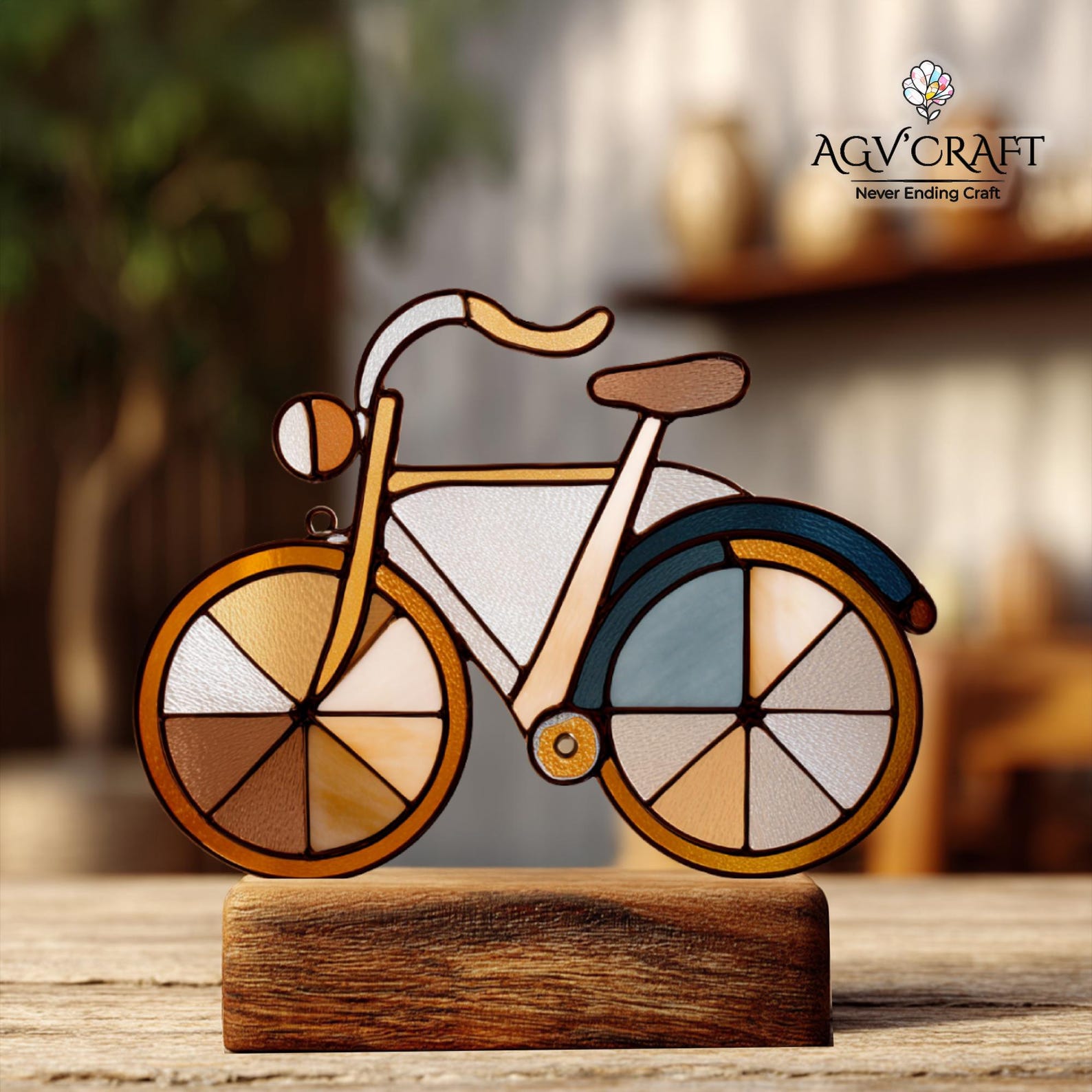 Vintage Bicycle Stained Glass Pattern, Old Bike Suncatcher, Bicycle ...