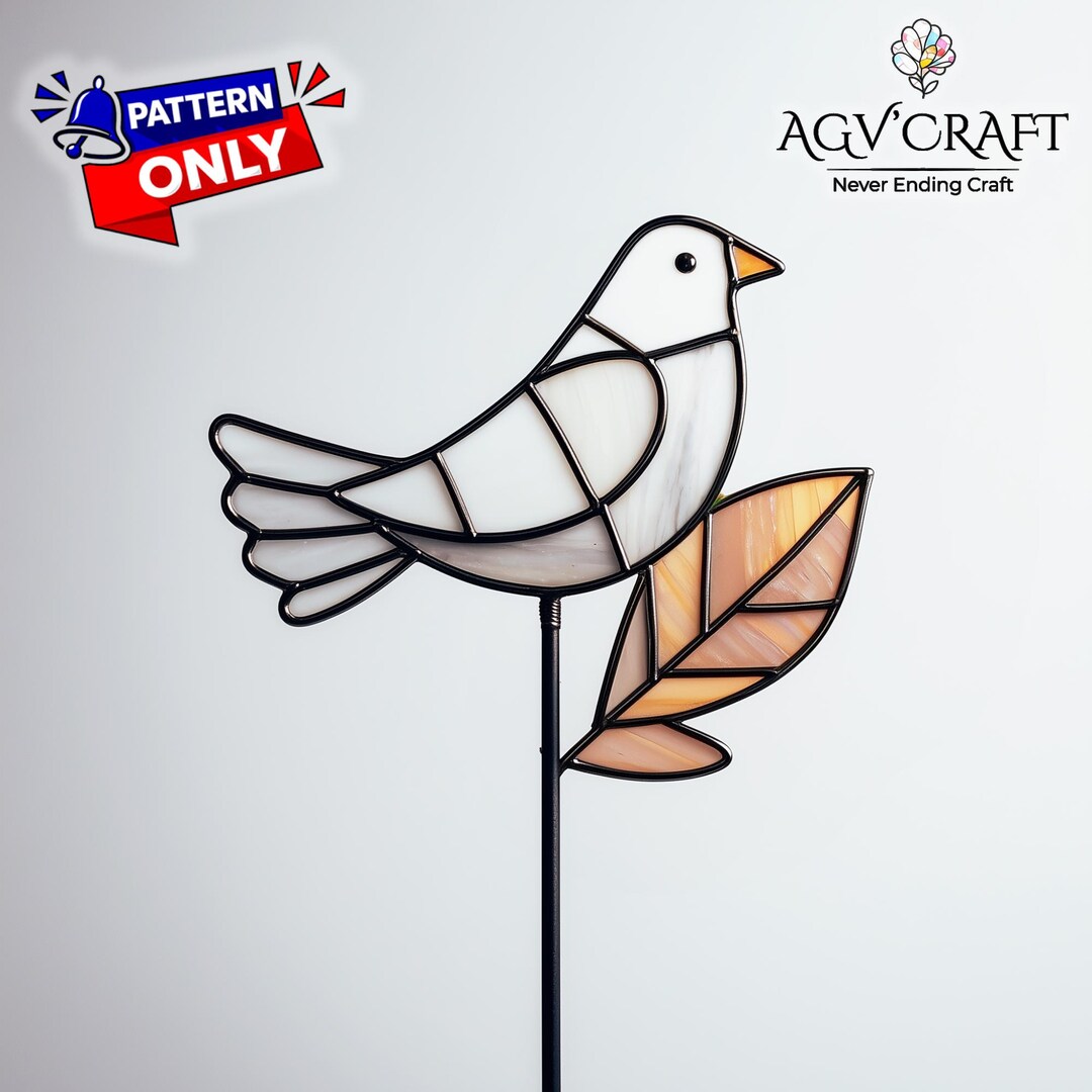 Dove Stained Glass Plant Stake Pattern, Dove Suncatcher, Dove ...