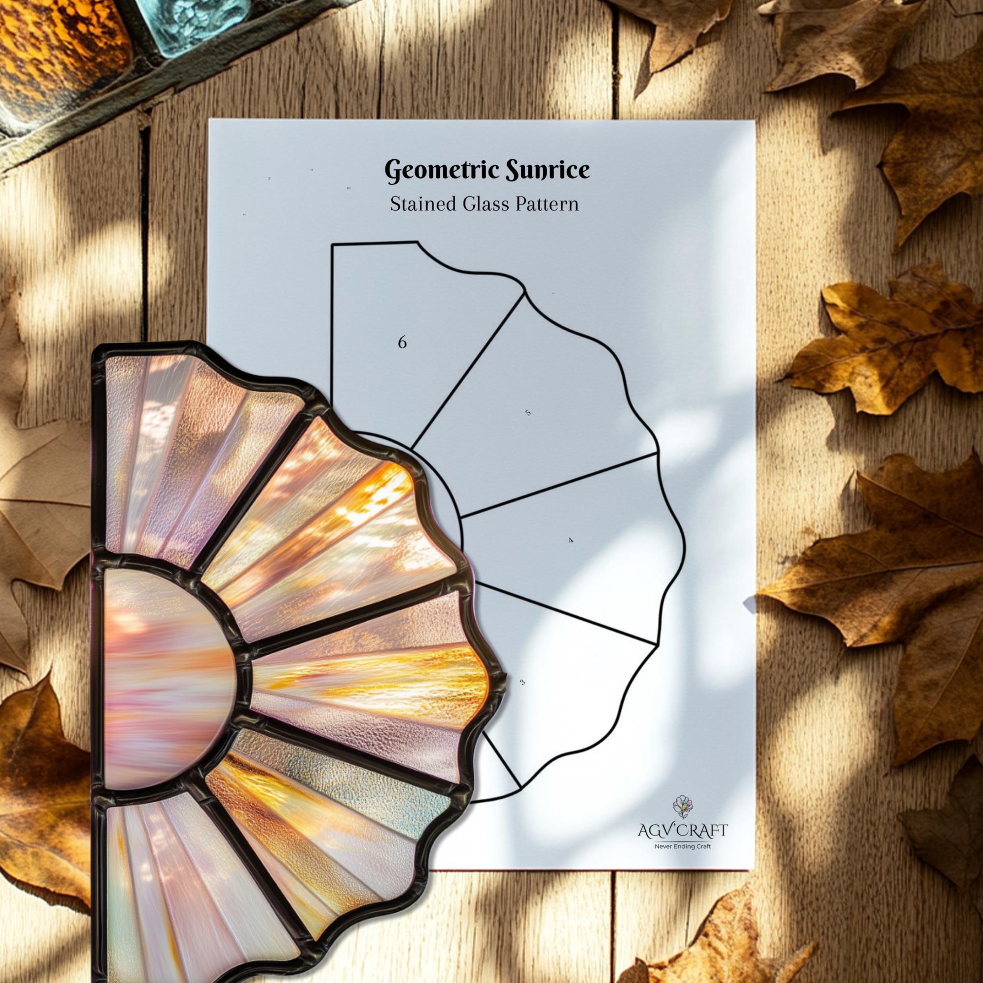 Boho Sunrise Stained Glass Pattern, Half Sunrise Suncatcher, Boho Decor ...