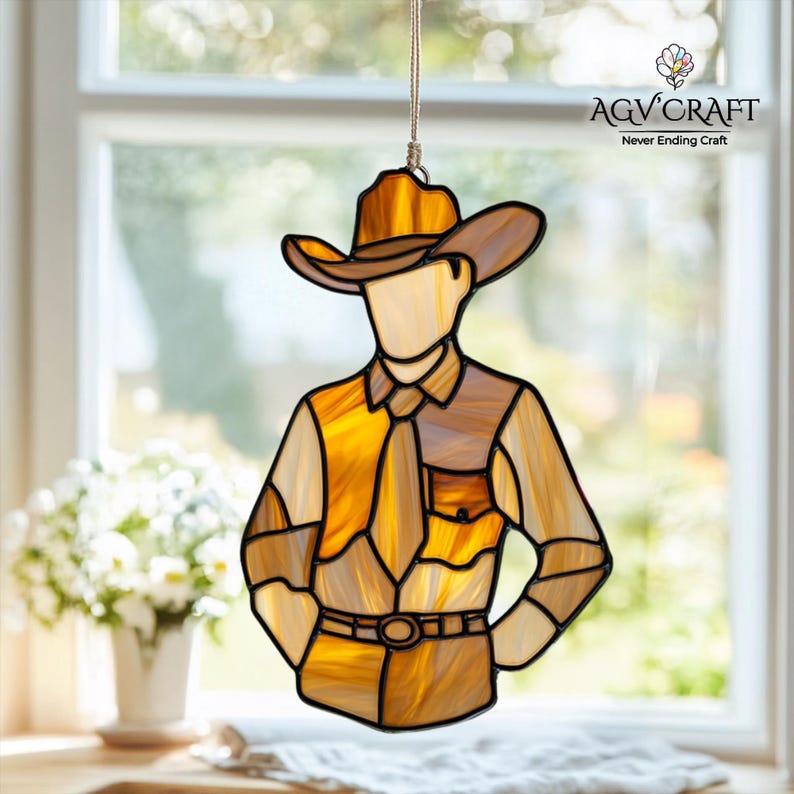 Cowboy Stained Glass Pattern, Western Life Stained Glass Pattern ...