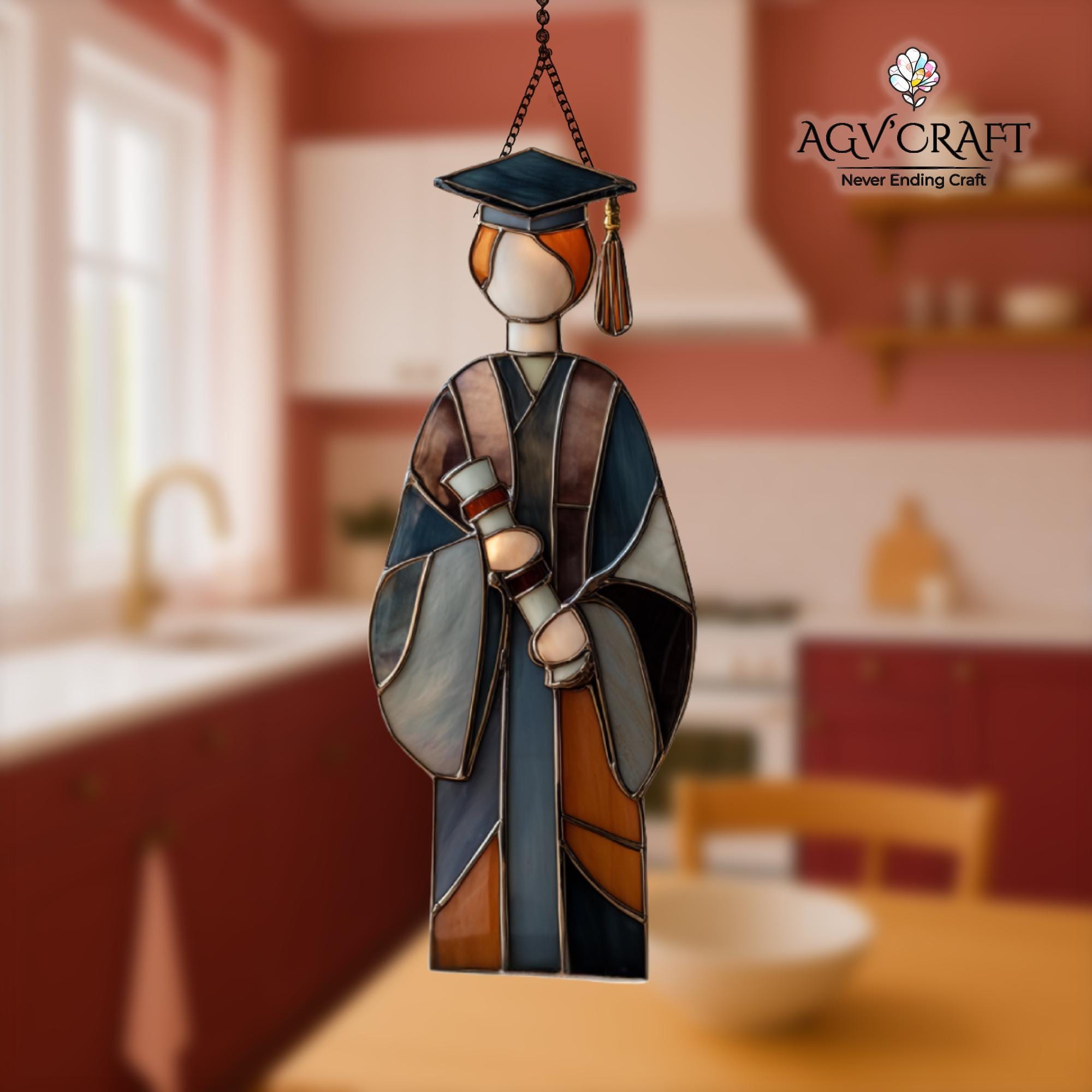 Graduation Stained Glass Pattern, Graduation Suncatcher Template, Home ...