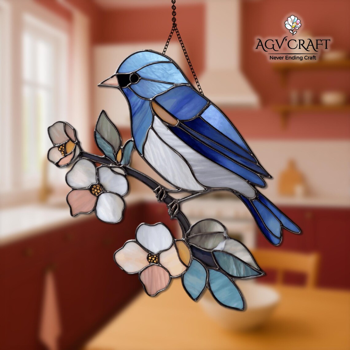 Bluebird of Happines Stained Glass Pattern, Blue Jay Suncatcher, Bird ...