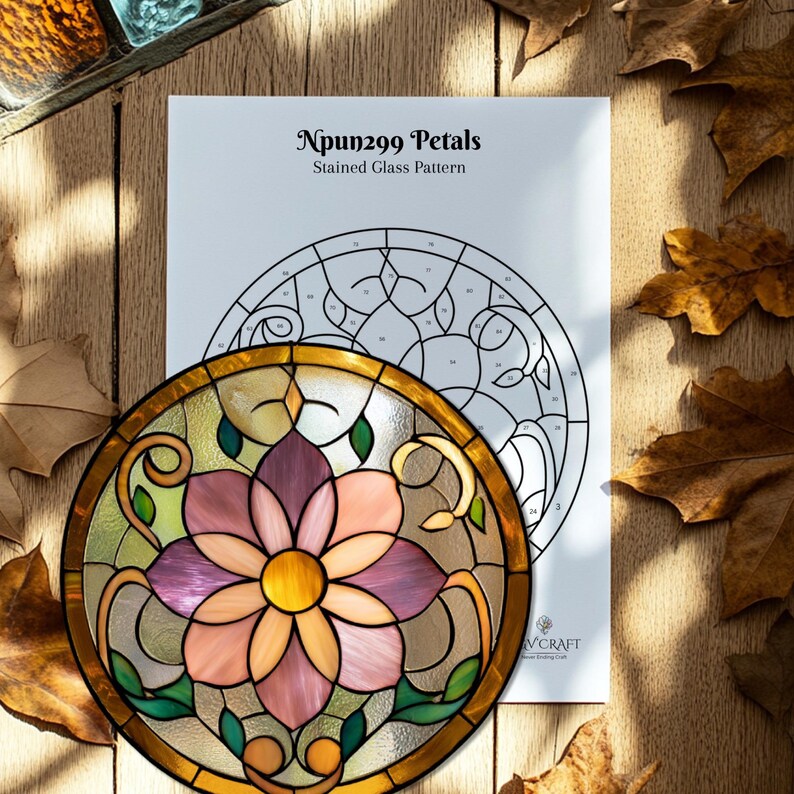 Vintage Flower Stained Glass Pattern, Circleflower Suncatcher, Flower ...