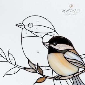 Chickadee Stained Glass Pattern, Bird Stained Glass Pattern, Bird ...