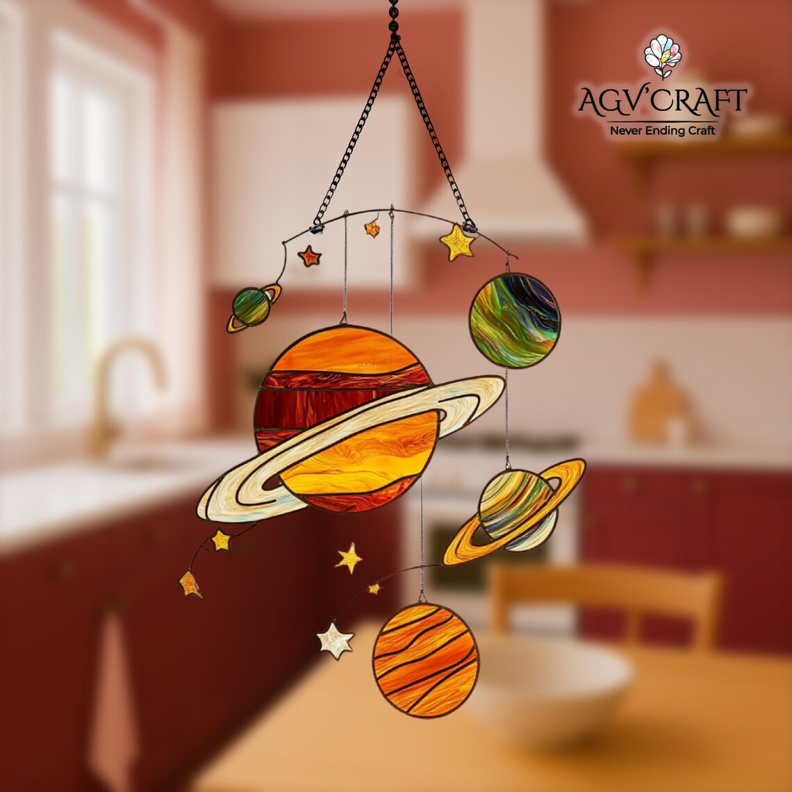 Solar System Stained Glass Pattern, Space Art Suncatcher, Space Stained ...