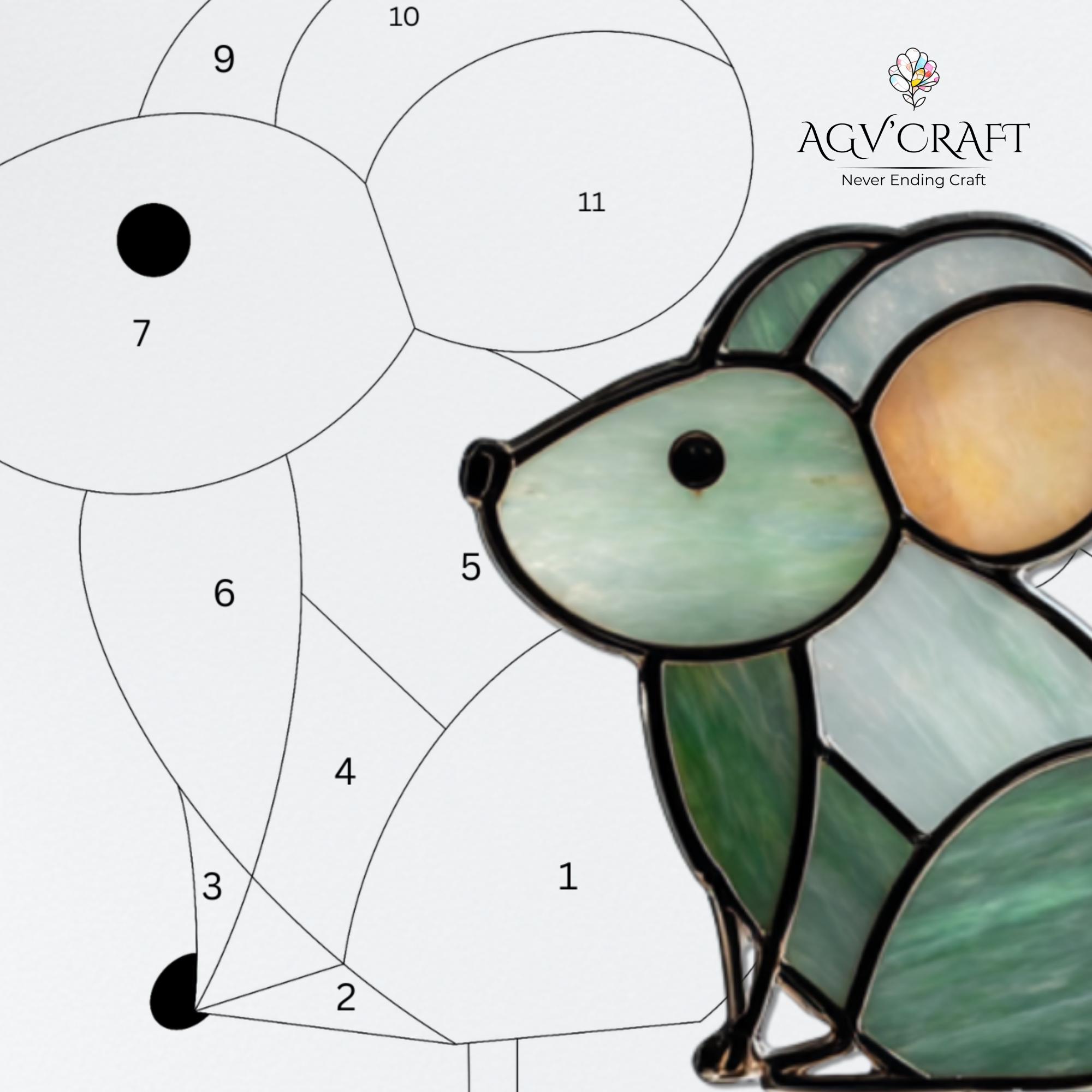Mouse Plant Stakes Stained Glass Pattern, Mouse Suncatcher, Cute Mouse ...