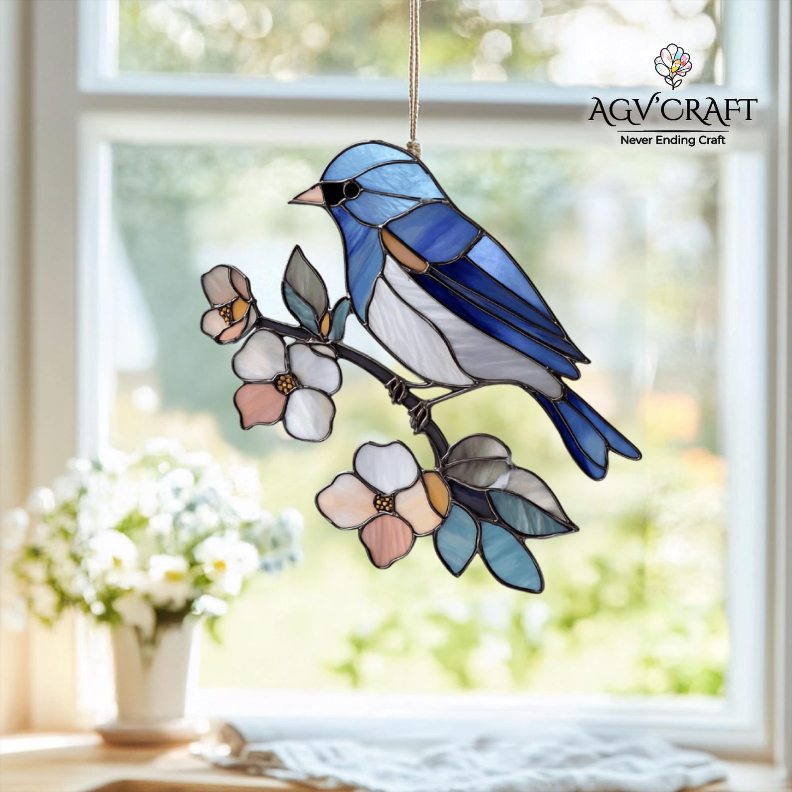 Bluebird of Happines Stained Glass Pattern, Blue Jay Suncatcher, Bird ...