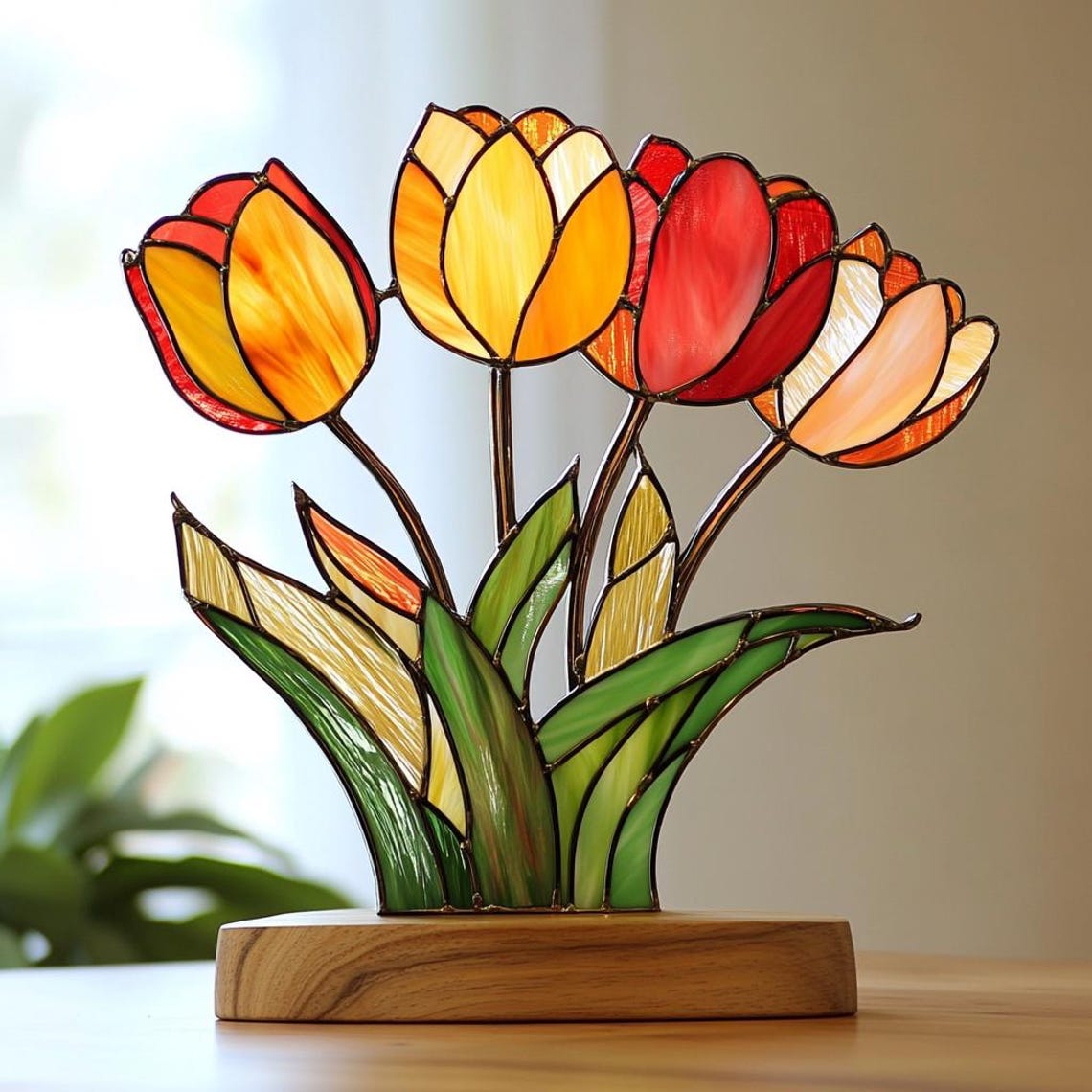 Tulip Plant Stained Glass Pattern, Tulip Stained Glass Pattern ...