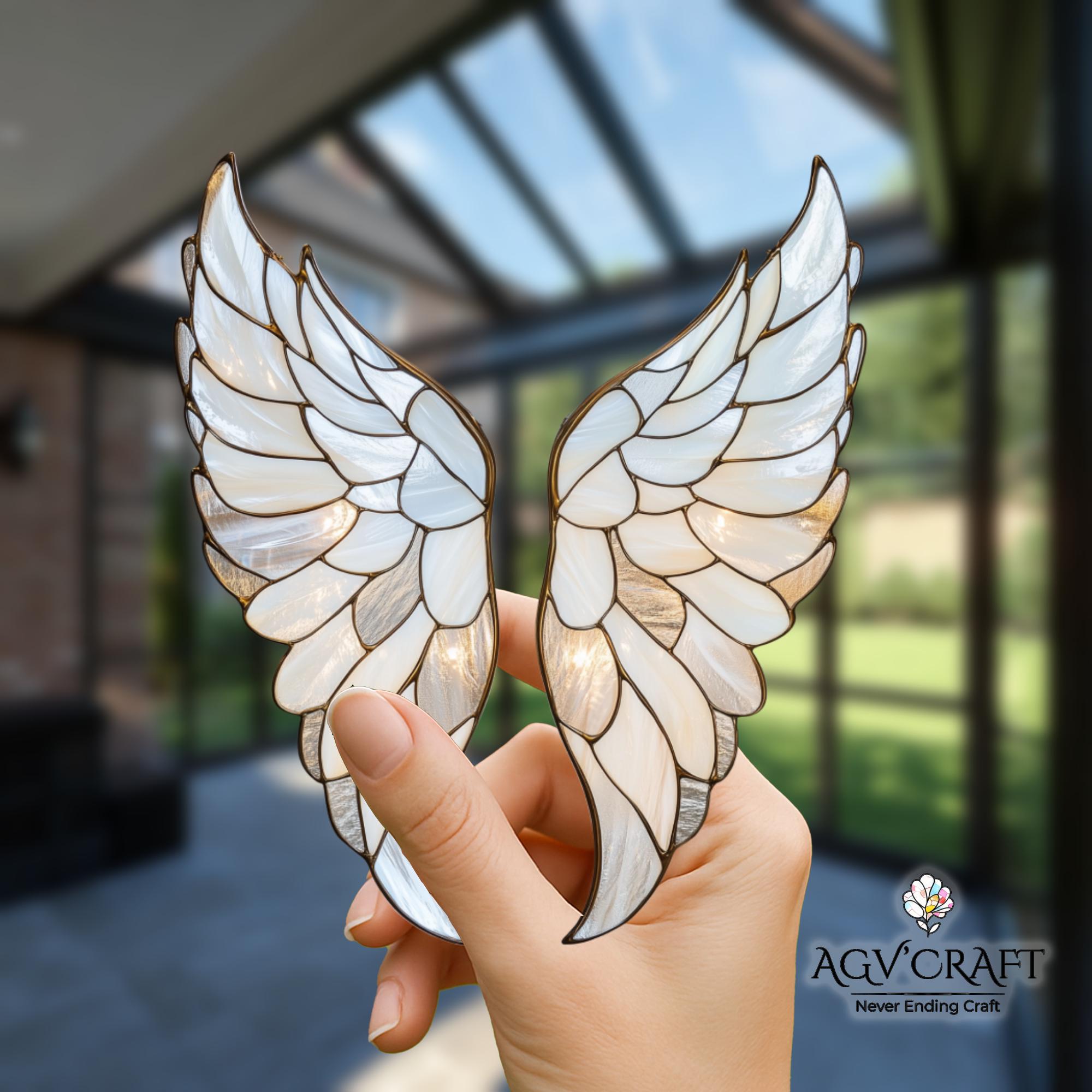 Angel Wings Stained Glass Pattern, Angel Wings Suncatcher, Wings ...