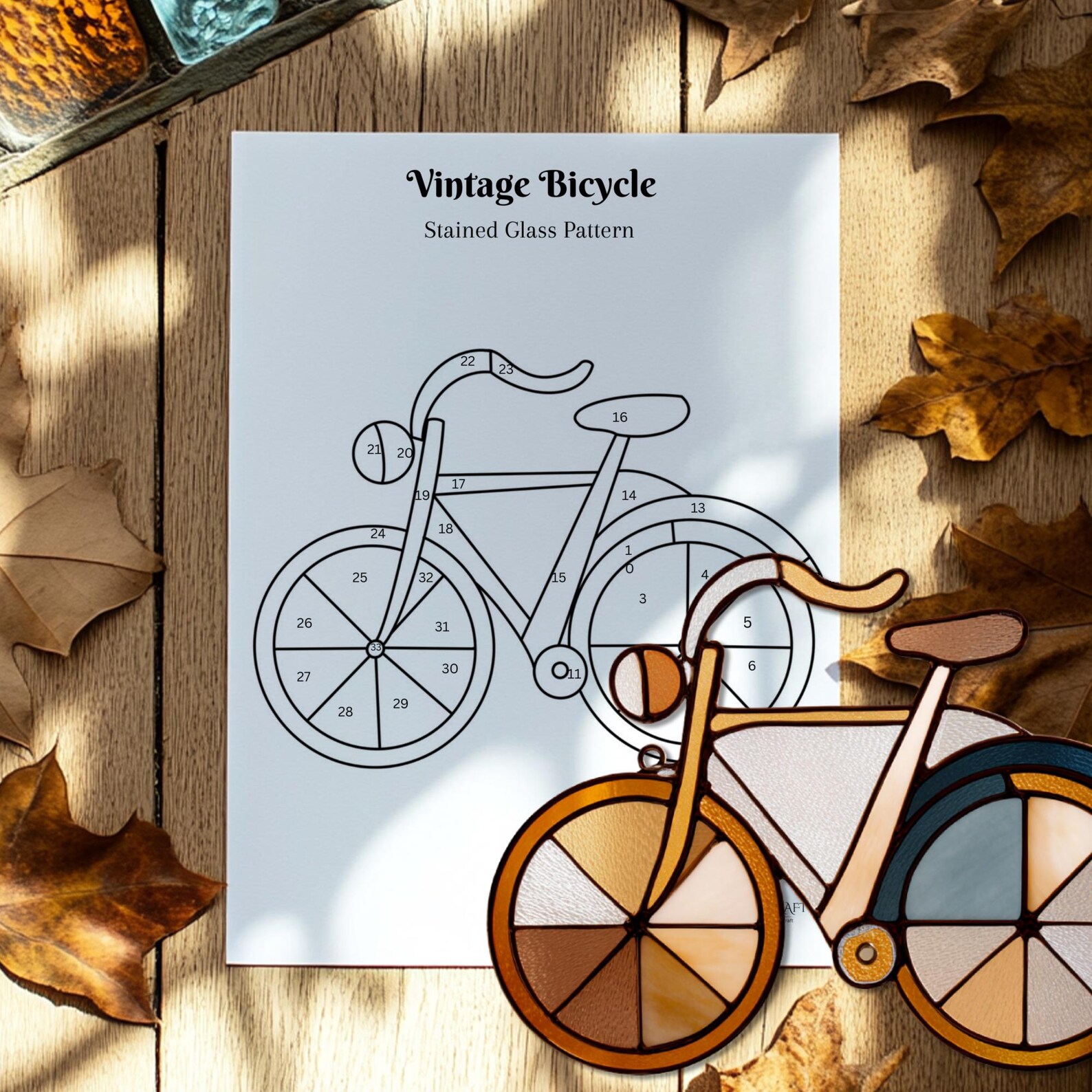 Vintage Bicycle Stained Glass Pattern, Old Bike Suncatcher, Bicycle ...