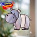 Hippo Stained Glass Pattern, Cute Hippo Suncatcher Template, Home Decor ...