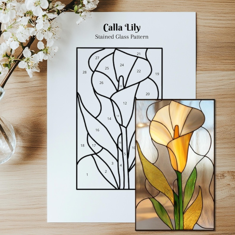 Calla Lily Stained Glass Pattern, Calla Lily Suncatcher, Calla Lily ...