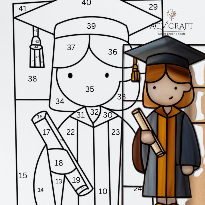 Graduate Girl Stained Glass Pattern, Graduation Suncatcher, Home Decor ...