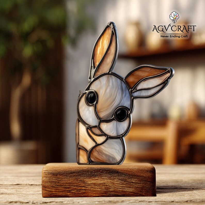 Bunny at the Corner Stained Glass Pattern, Bunny Corner Suncatcher ...