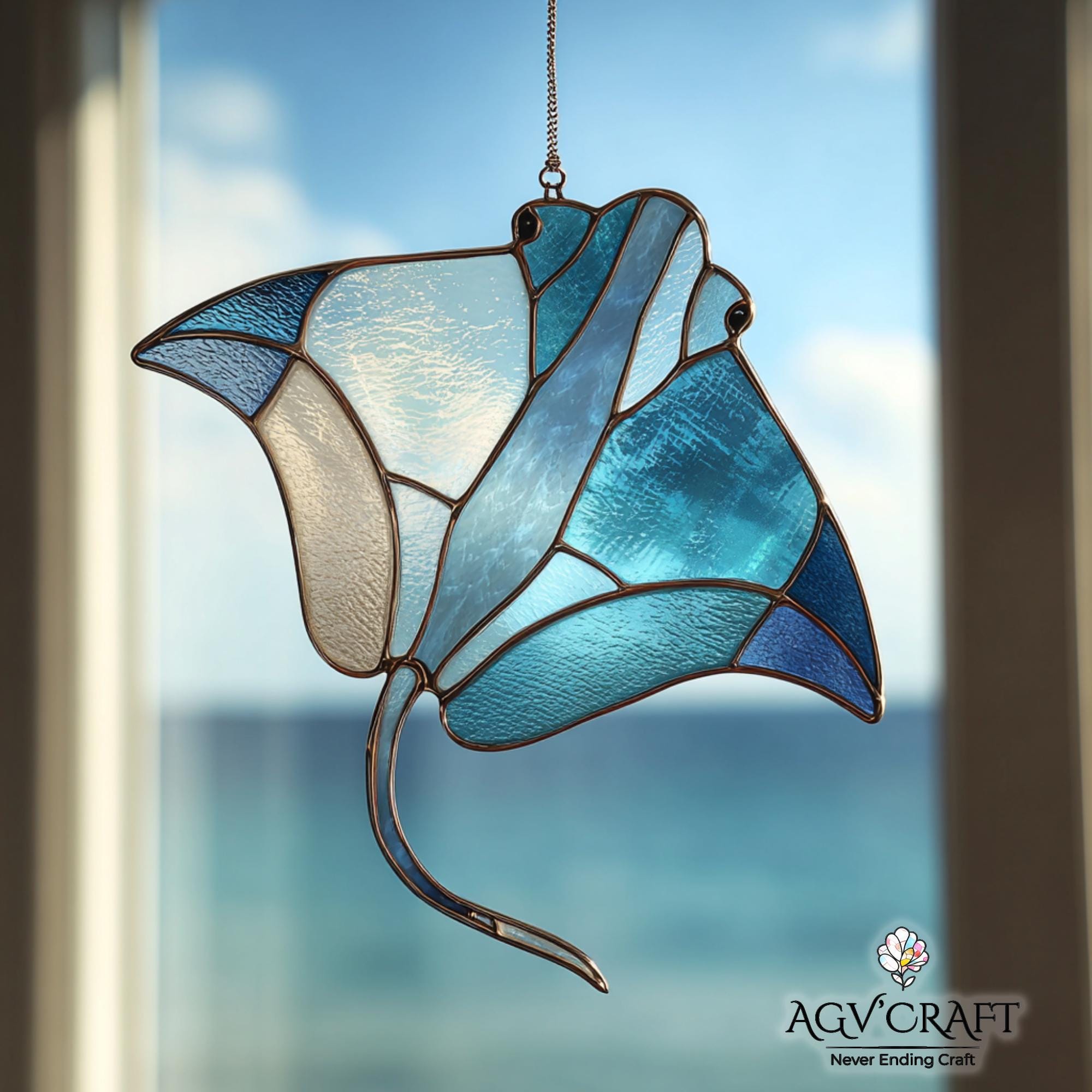 Stingray Stained Glass Pattern, Stingray Fish Suncatcher, Stingray ...