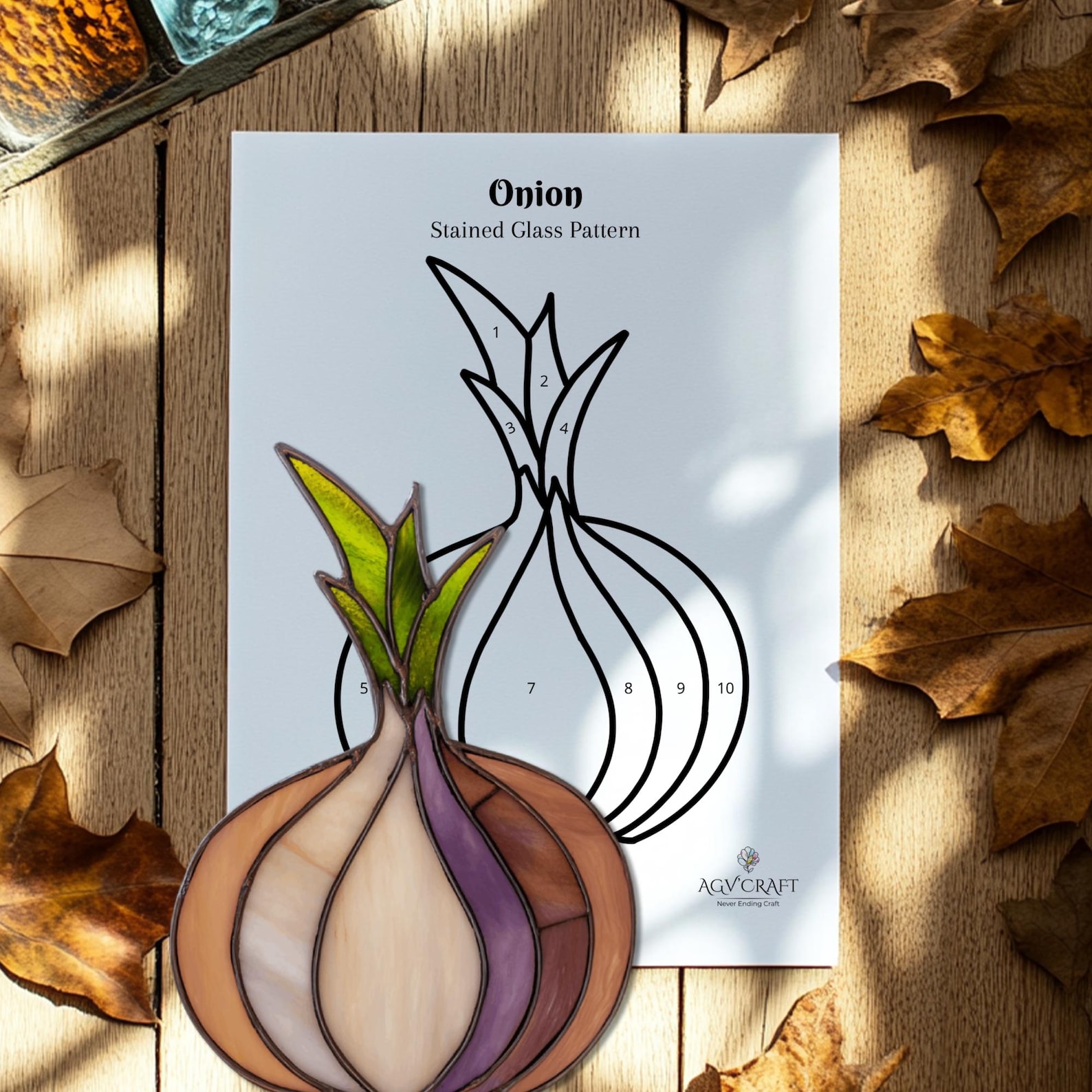 Onion Stained Glass Pattern, Onion Suncatcher, Gardener Gift, Home ...