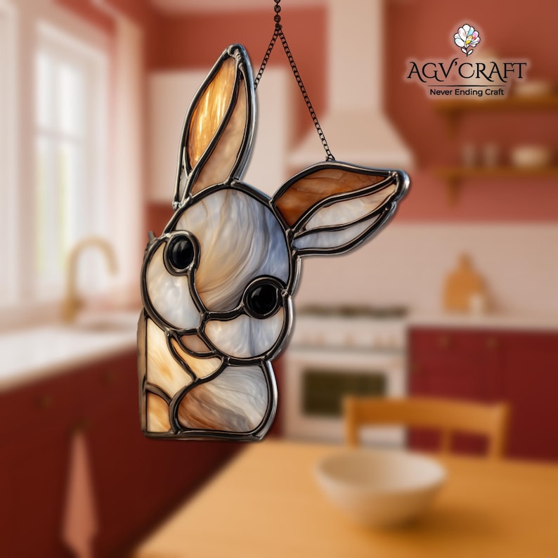 Bunny at the Corner Stained Glass Pattern, Bunny Corner Suncatcher ...