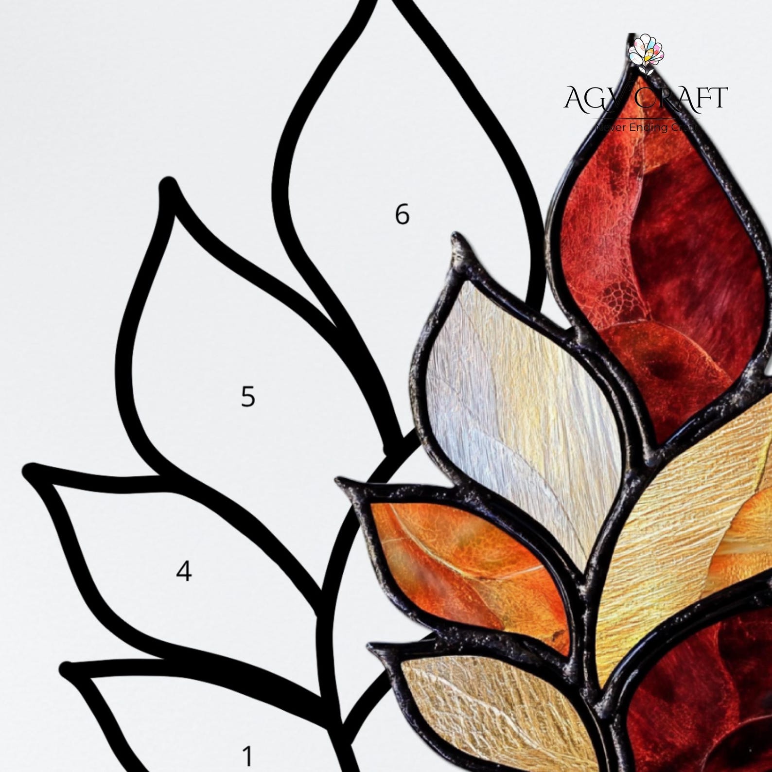 Elegant Leaf Stained Glass Pattern, Leaf Suncatcher, Leaves Stained ...